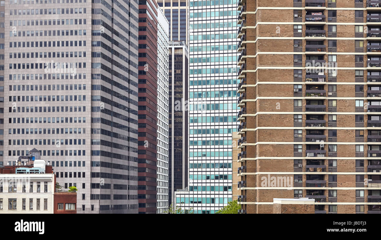 Manhattan offices and apartments, urban background, New York City, USA ...