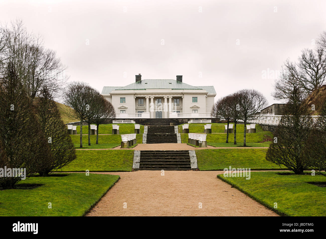 Gunnebo House a very cloudy and rainy day Stock Photo - Alamy