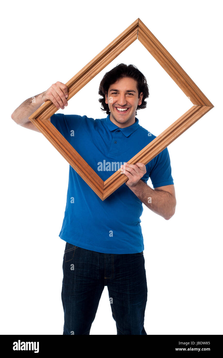 Man holding photo frame Cut Out Stock Images & Pictures - Alamy