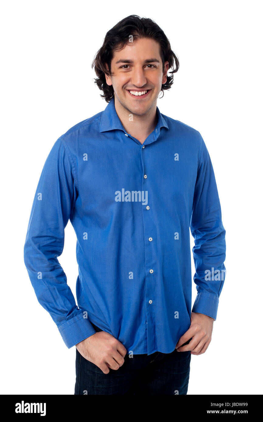Smart isolated handsome male posing casually Stock Photo - Alamy