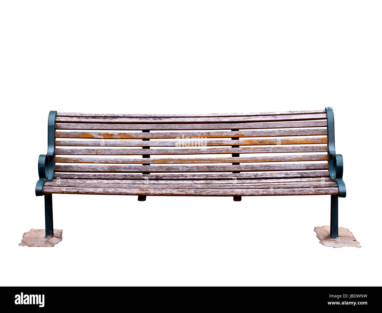 close up of old weathered wooden bench isolated on white Stock Photo ...