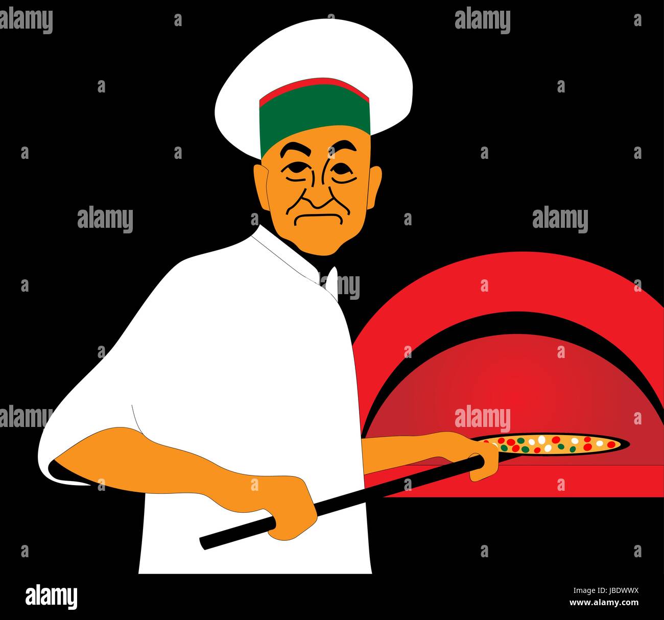 Preparation pizza in oven Stock Vector Images - Alamy