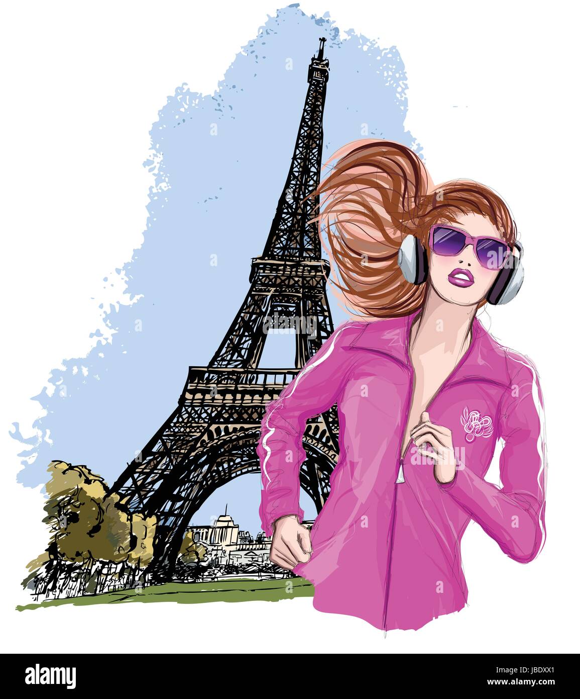 Young running woman in Stock Vector Images - Alamy