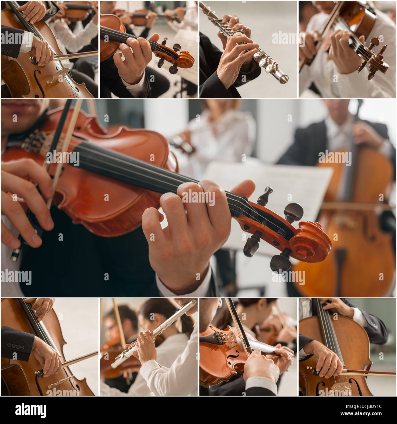 Classical music collage of pictures, professional musicians playing ...