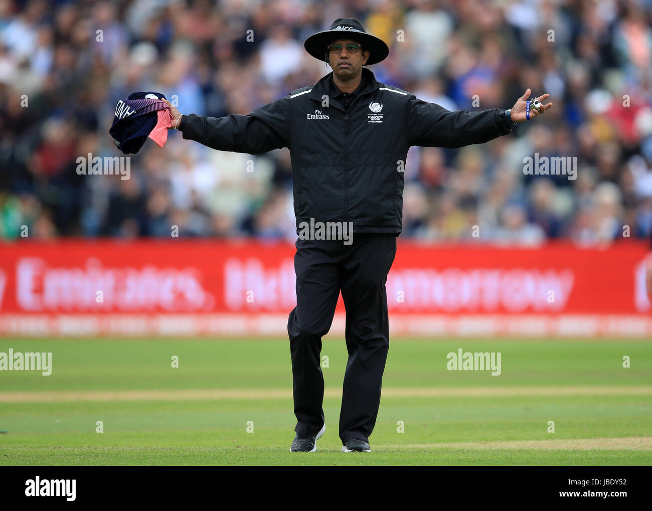 The Umpire signals a wide ball during the ICC Champions Trophy, Group A ...