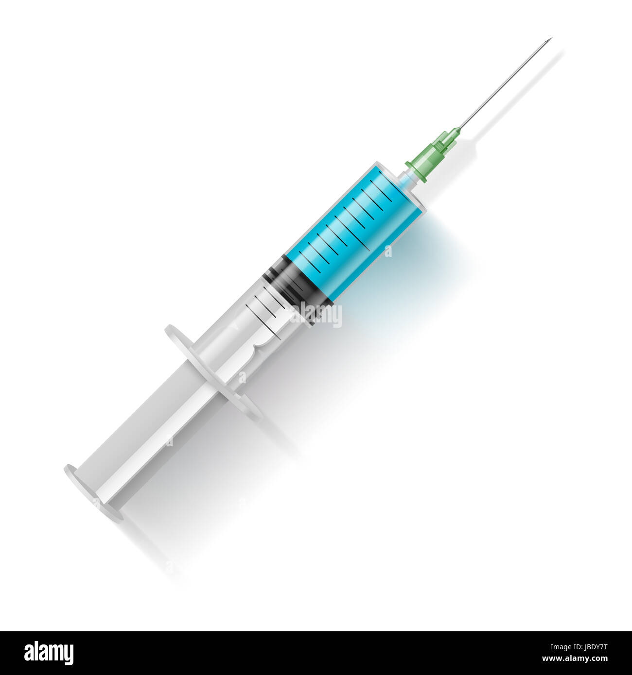 Medical syringe with blue liquid isolated on white background Stock ...