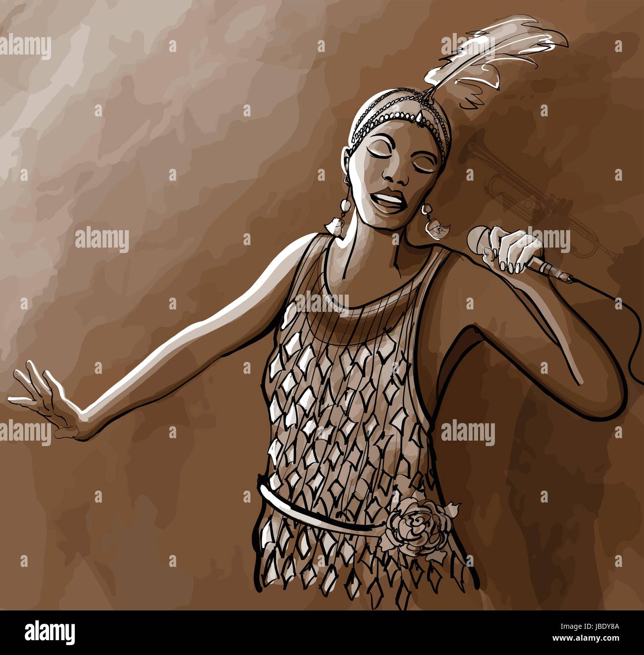 Afro american jazz singer - vector illustration Stock Vector Image ...