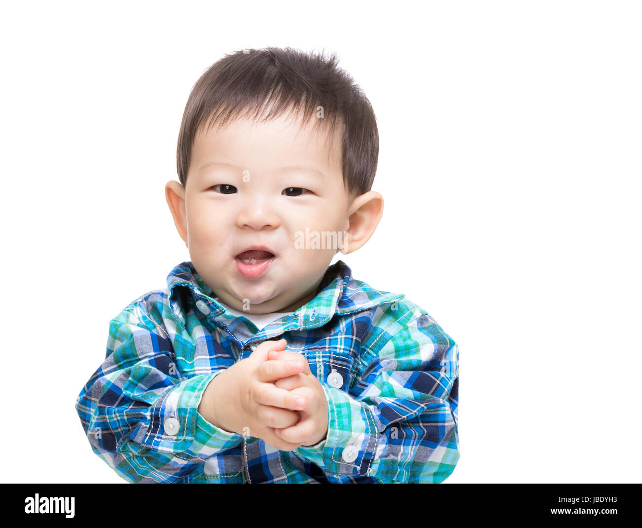 Asian baby boy shake his hand Stock Photo - Alamy
