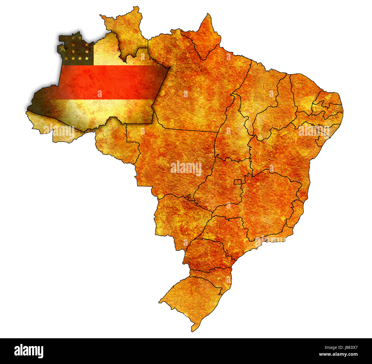 amazonas state on admistration map of brazil with flags Stock Photo - Alamy