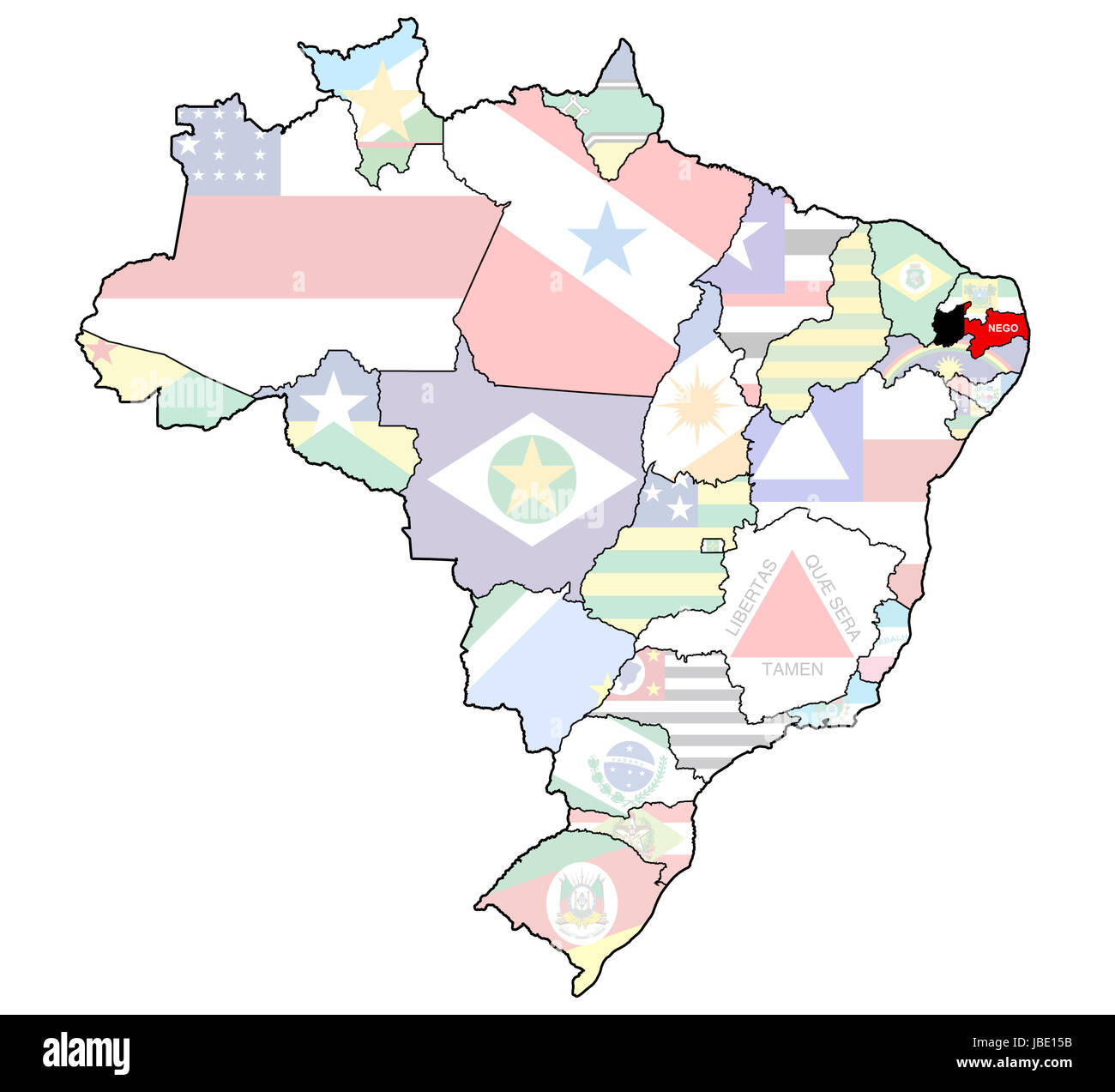 paraiba state on admistration map of brazil with flags Stock Photo - Alamy