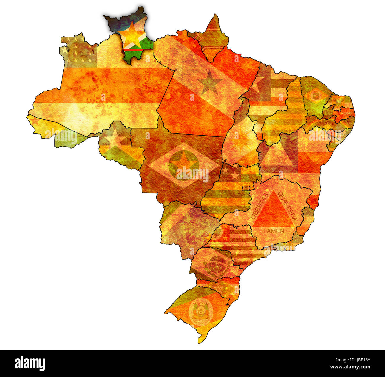 roraima state on admistration map of brazil with flags Stock Photo - Alamy