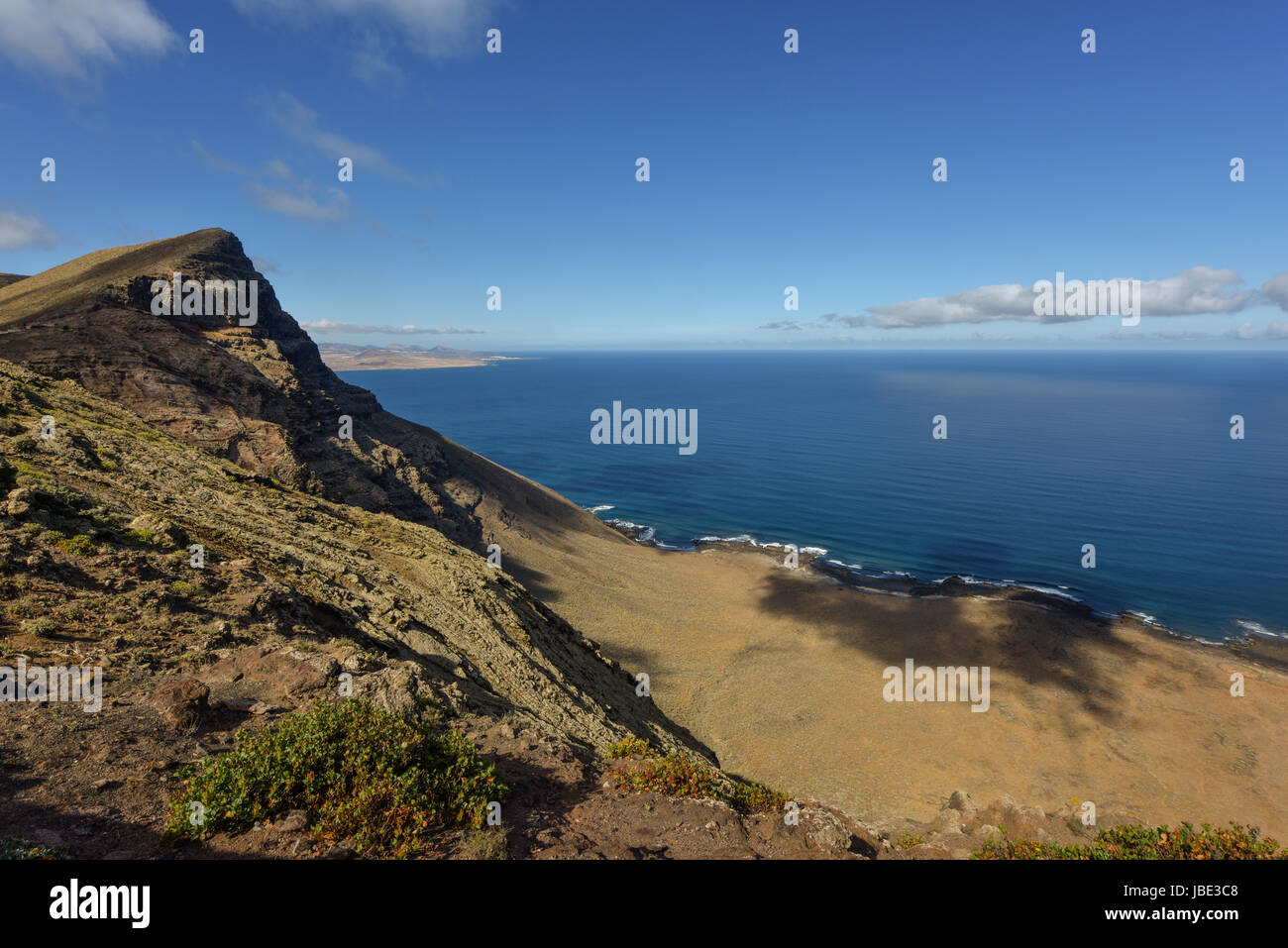 Golden beaches near Guinate and Mirador del Rio viewpoint. Lanzarote ...