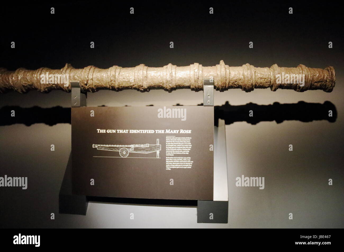 Gun which identified the Mary Rose,Historic dockyard,Portsmouth,UK ...
