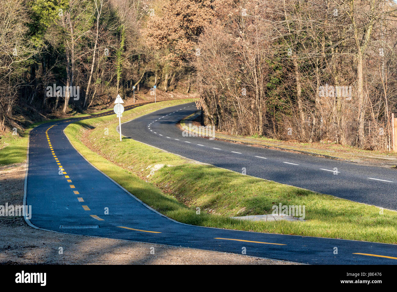 Bike path from the main road Stock Photo - Alamy
