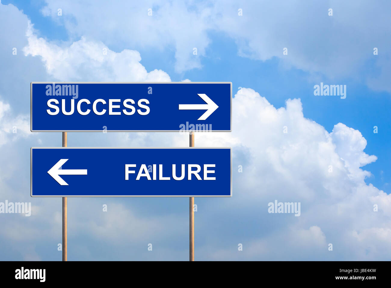 success and failure on blue road sign with blue sky Stock Photo - Alamy