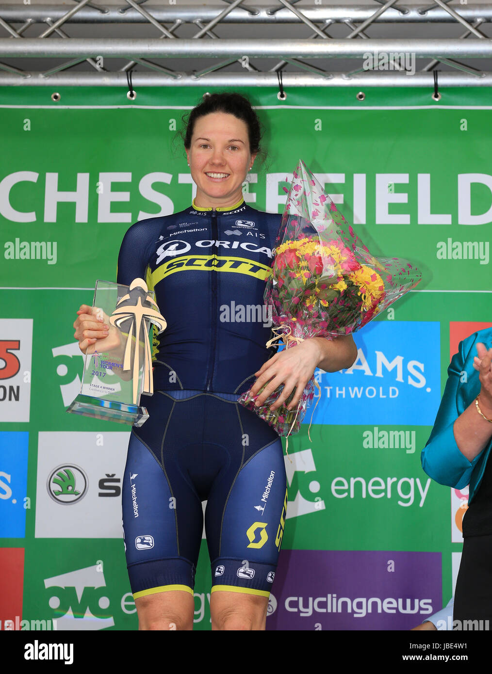 Orica-Scott's Sarah Roy celebrates winning stage four of the Women's ...