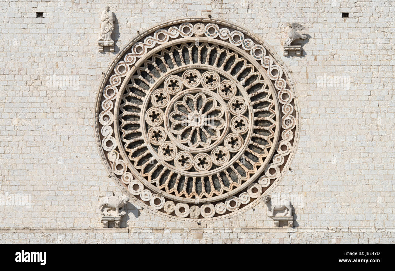 Rose window in Papal Basilica of Saint Francis of Assisi, (UNESCO World ...