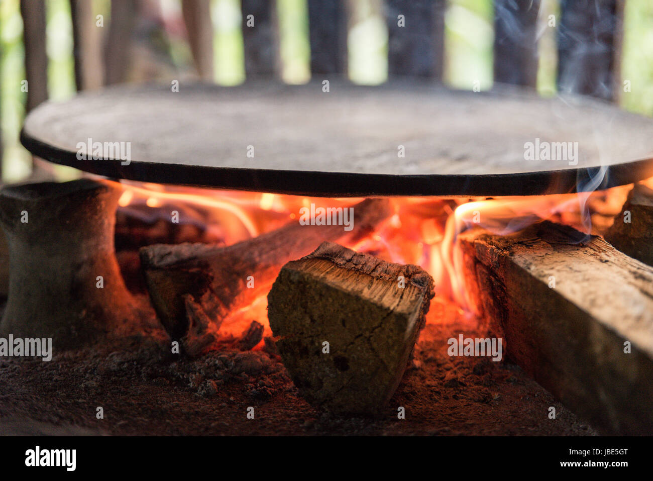 traditional fire place for yuca bread Stock Photo - Alamy