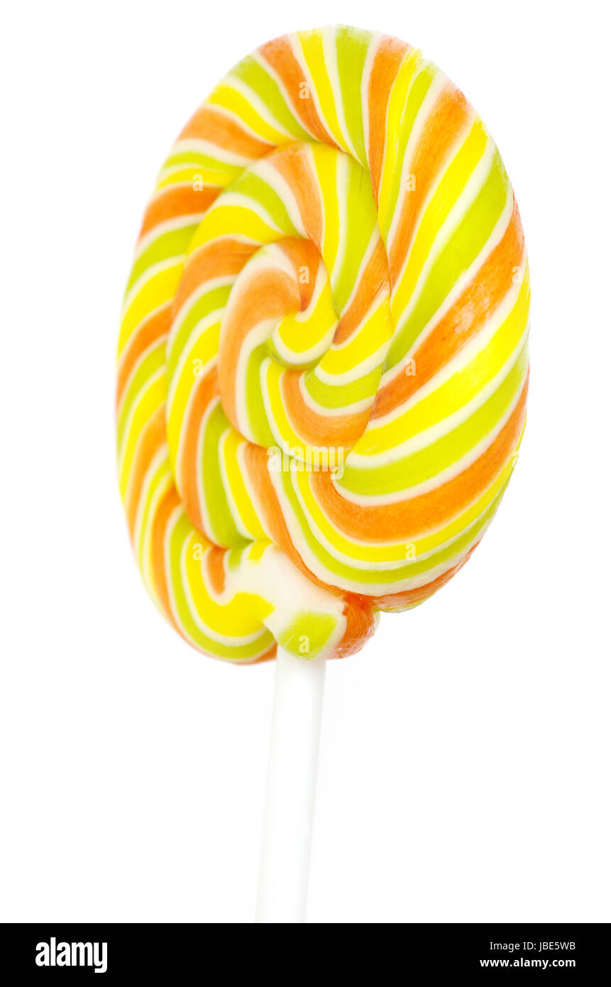 Colorful spiral lollipop isolated on white background Stock Photo - Alamy