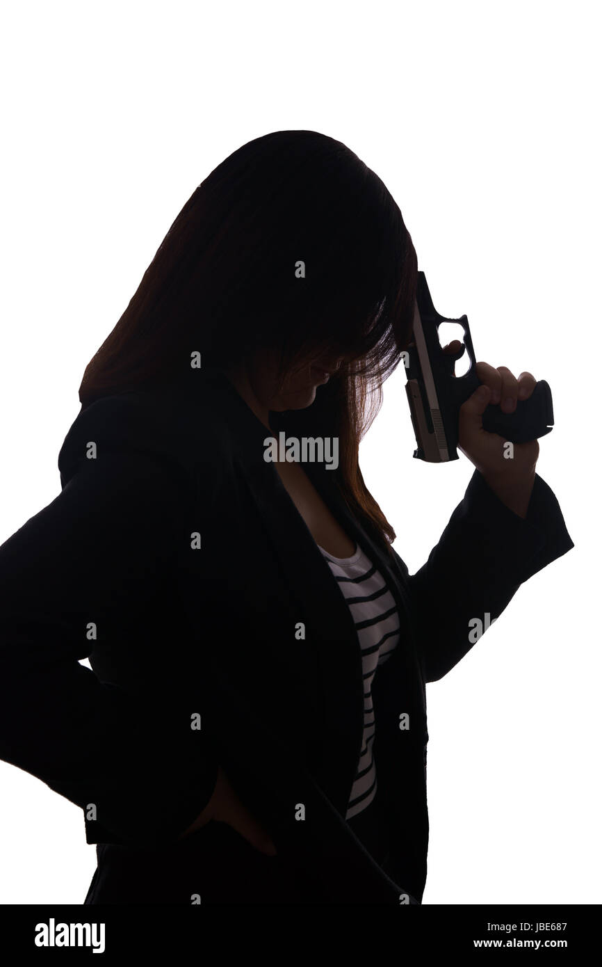 woman with handgun Stock Photo - Alamy