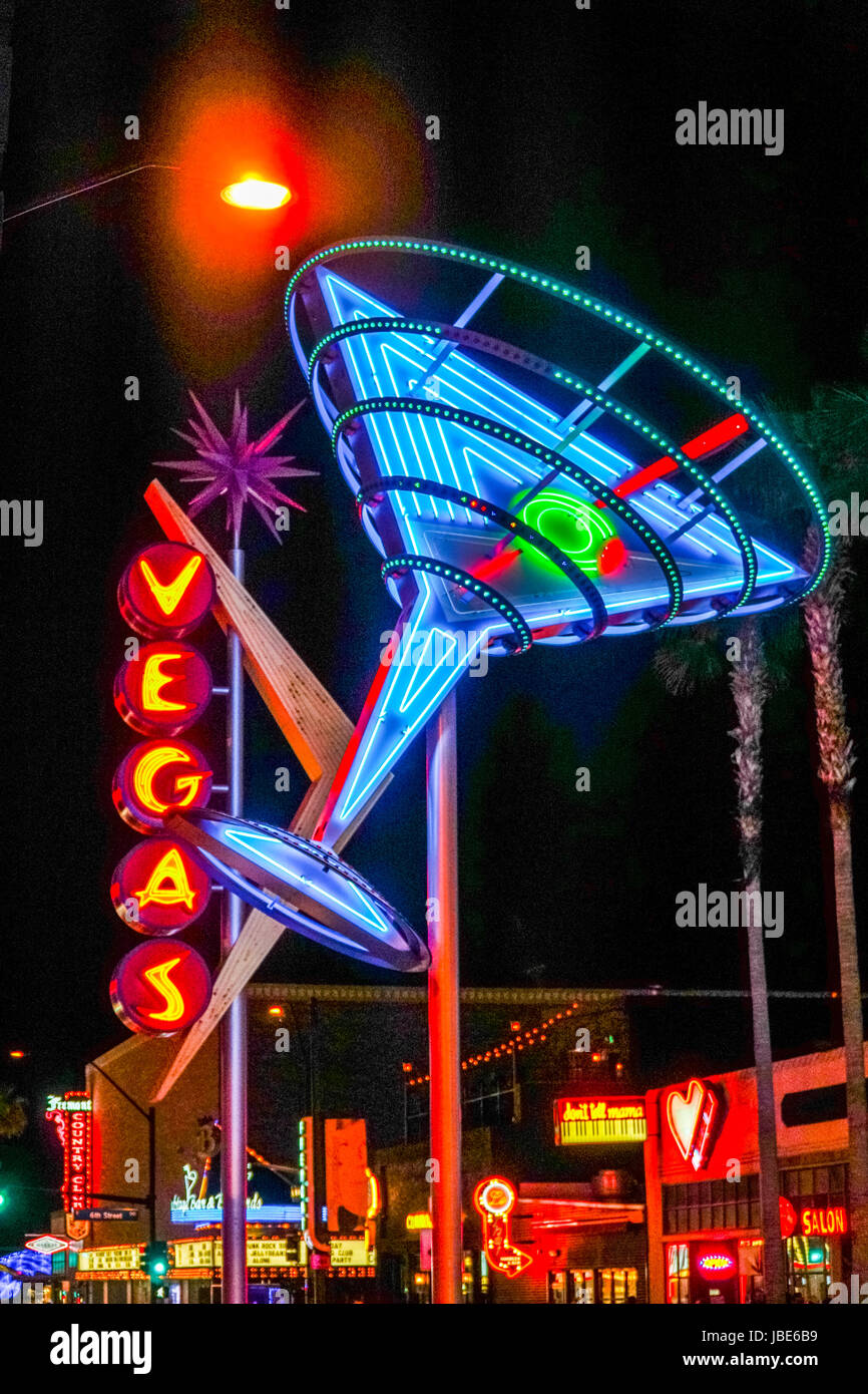 Downtown Las Vegas at night - Fremont street neon lights - LAS VEGAS ...