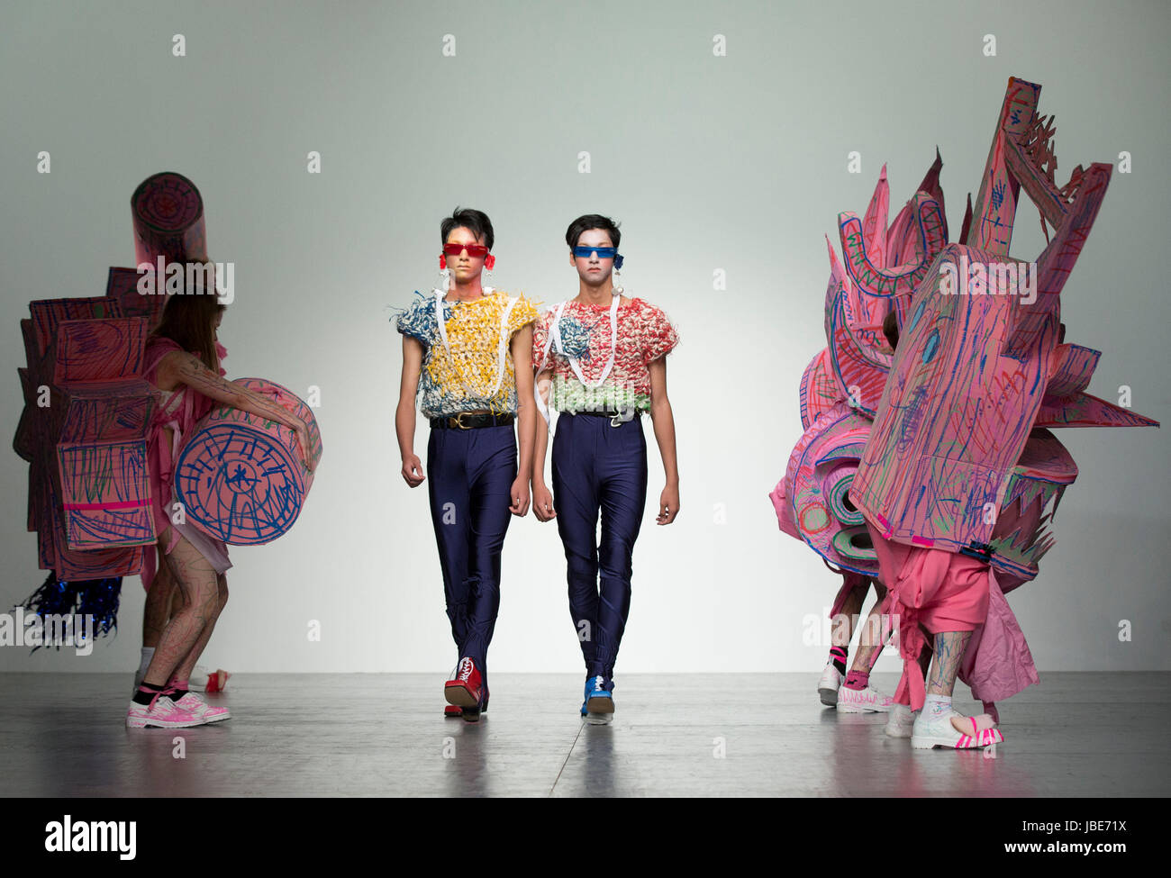 Models on the Charles Jeffrey LOVERBOY catwalk during the London ...