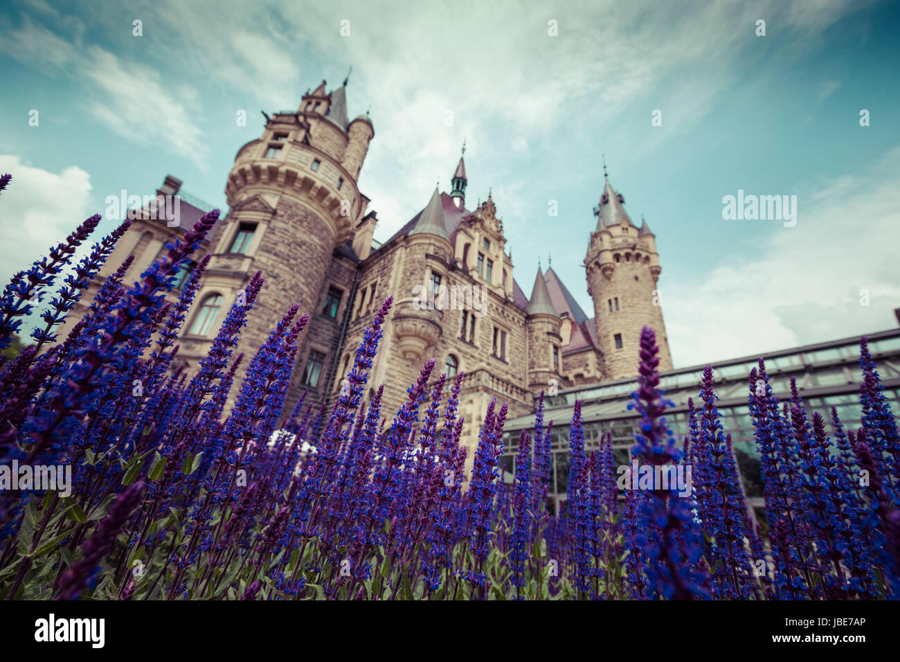 MOSZNA, POLAND - JUNE 04, 2017: The Moszna Castle is a historic palace ...