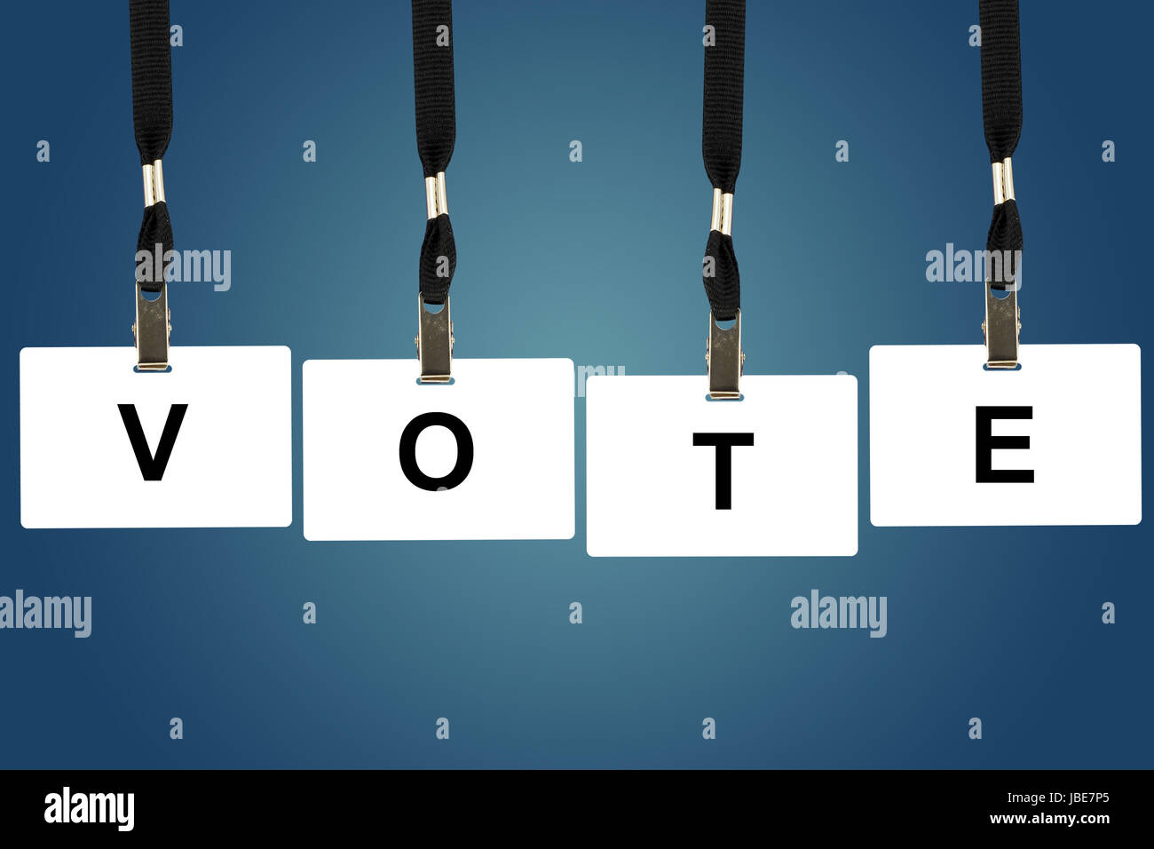 vote word on badge with blue background Stock Photo - Alamy