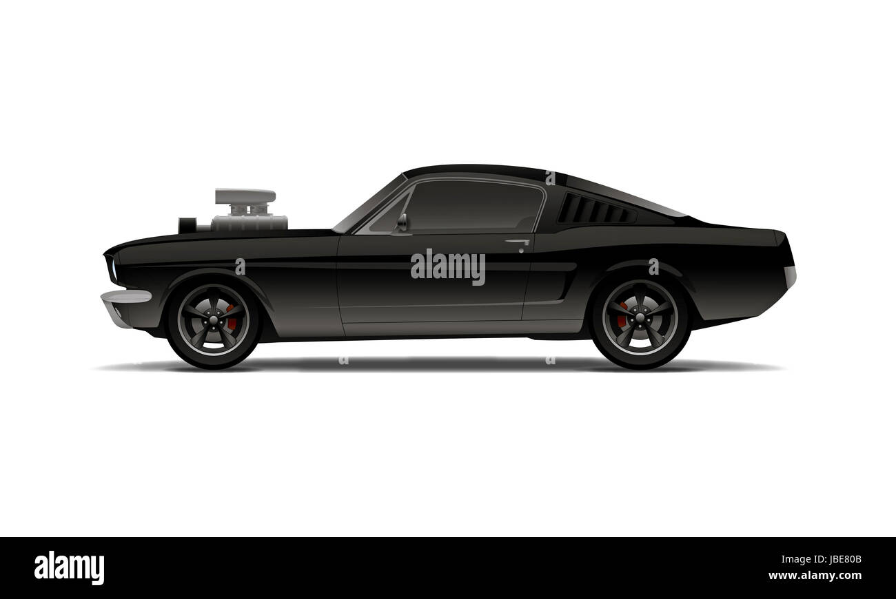 black muscle car with supercharger Stock Photo - Alamy