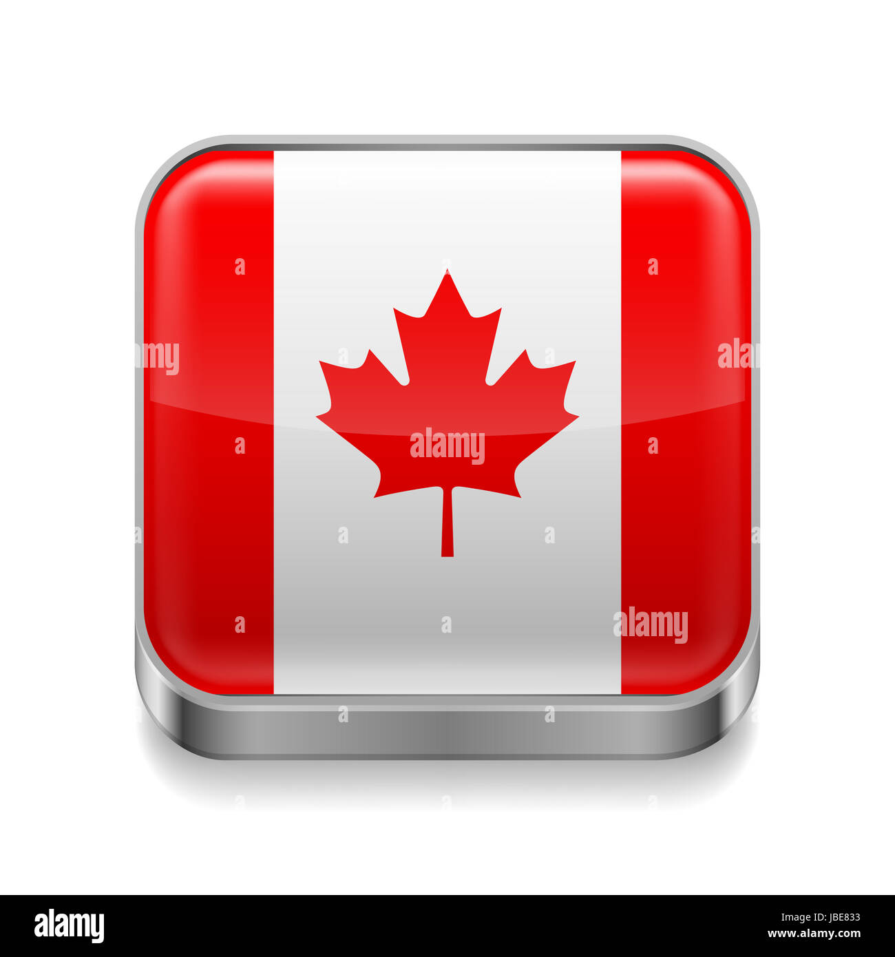 Metal square icon with Canadian flag colors Stock Photo - Alamy
