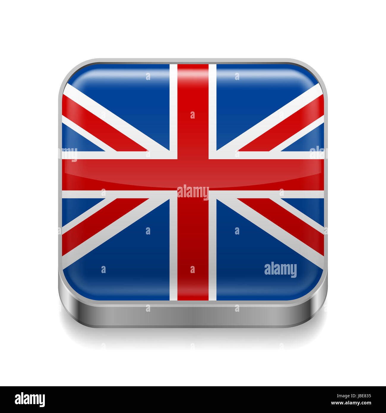 Metal square icon with British flag colors Stock Photo - Alamy