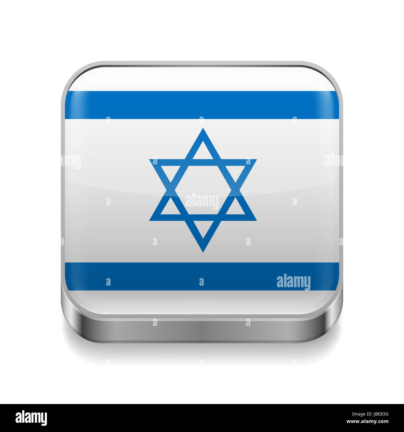 Metal square icon with Israeli flag colors Stock Photo - Alamy