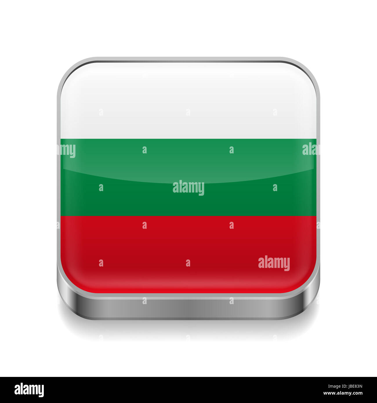 Metal square icon with Bulgarian flag colors Stock Photo - Alamy