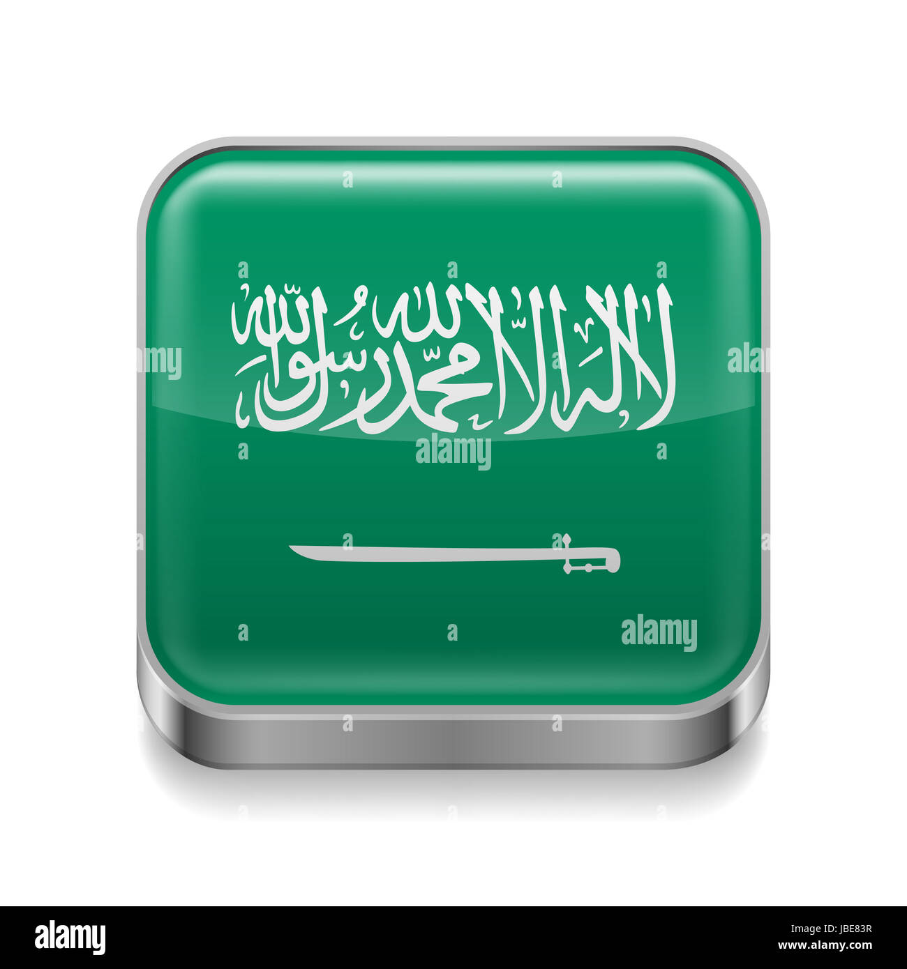 Metal square icon with flag colors of Saudi Arabia Stock Photo - Alamy