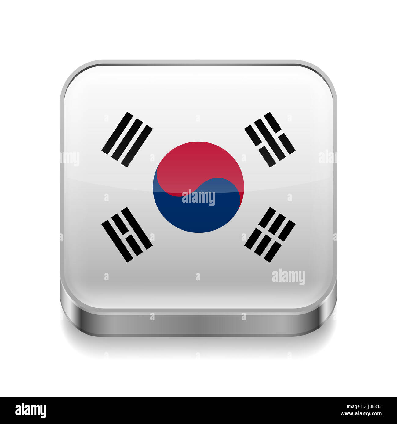 Metal square icon with South Korean flag colors Stock Photo - Alamy