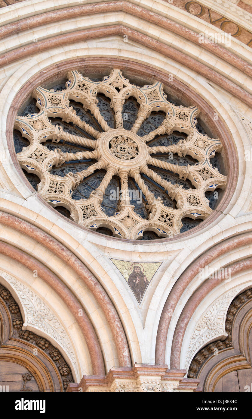 Rose window in Papal Basilica of Saint Francis of Assisi, (UNESCO World ...