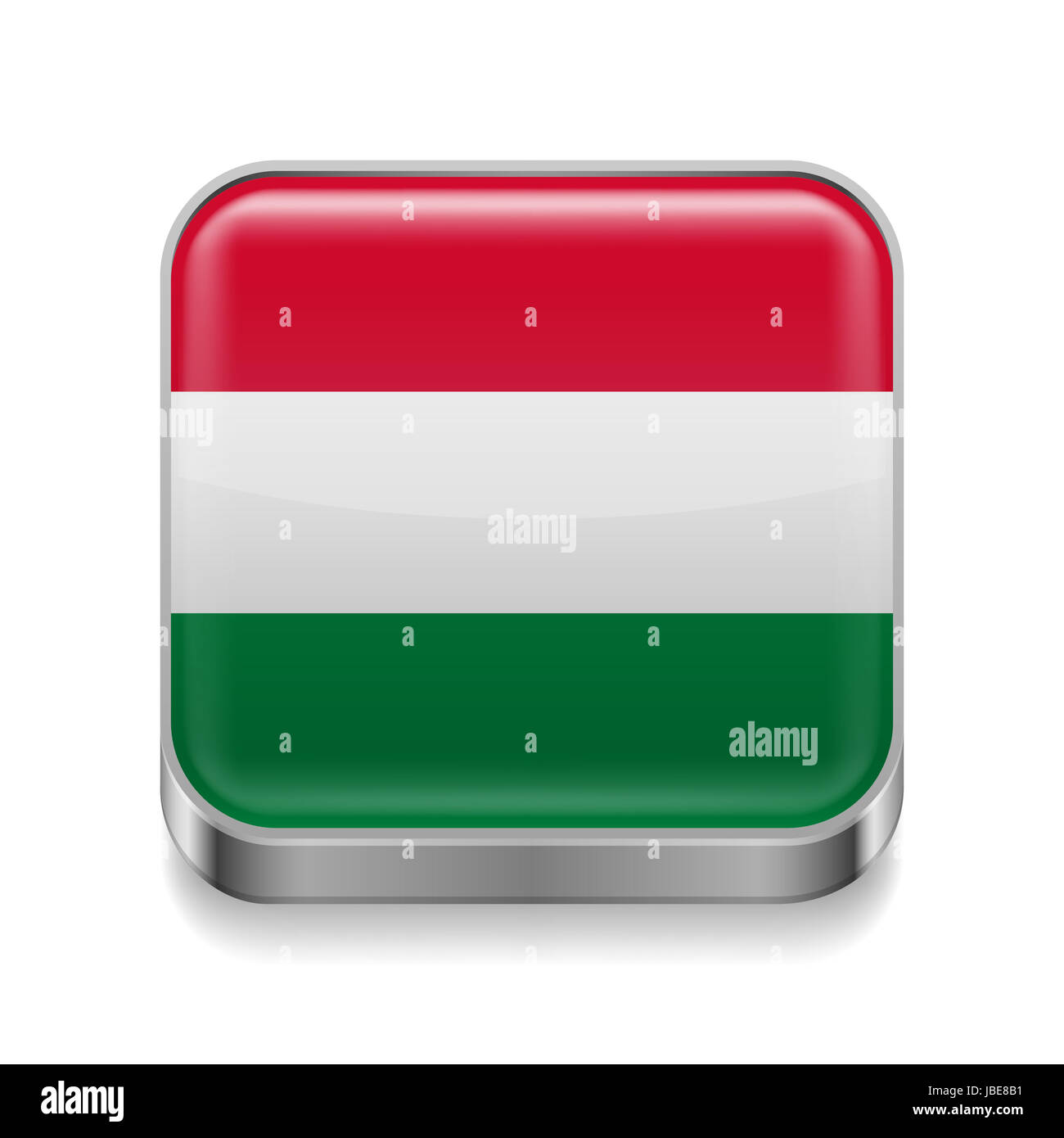 Metal square icon with Hungarian flag colors Stock Photo - Alamy