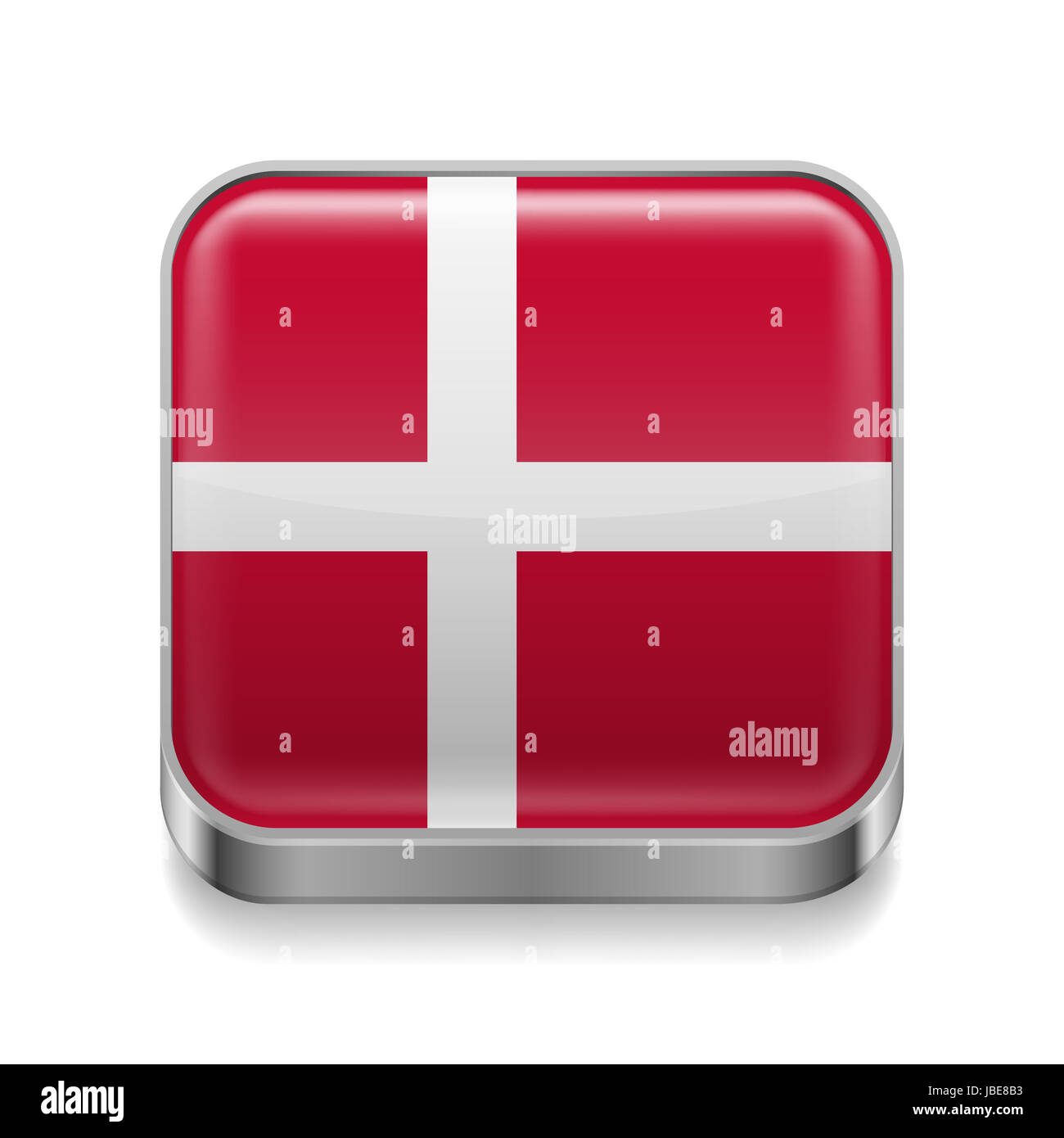 Metal square icon with Danish flag colors Stock Photo - Alamy