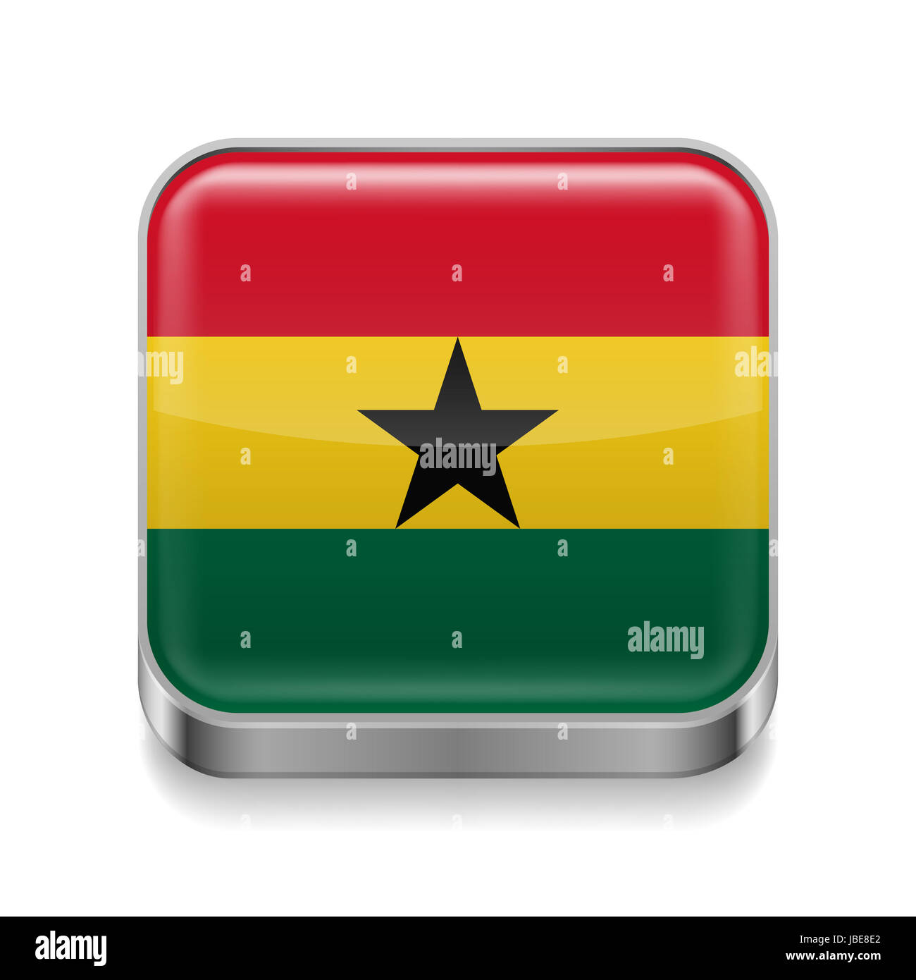 Metal square icon with Ghanaian flag colors Stock Photo - Alamy