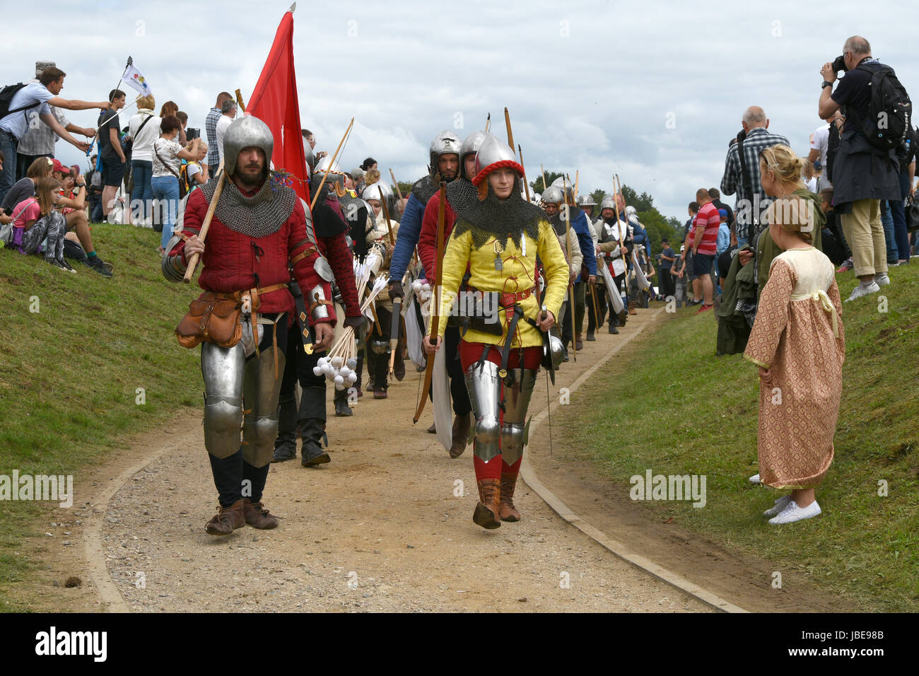 The staging of the medieval Battle of Grunwald in which the Teutonic ...