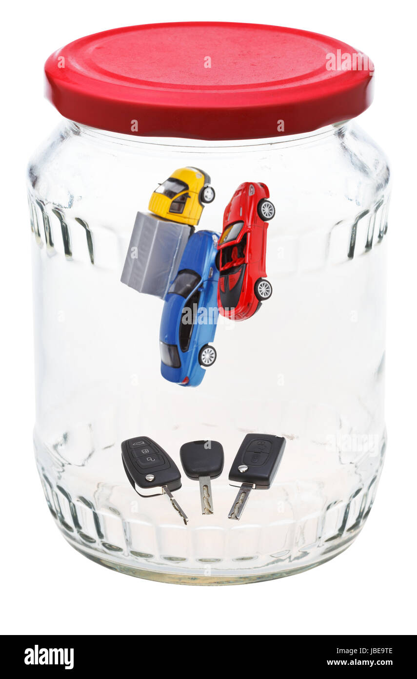 two new cars in closed glass jar Stock Photo - Alamy