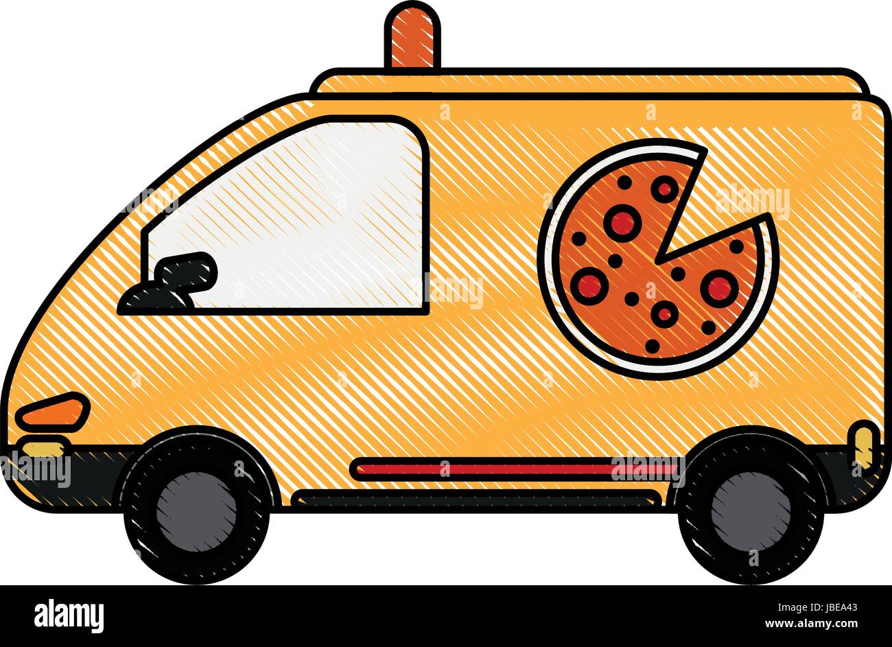 pizza car flat illustration scribble Stock Vector Image & Art - Alamy