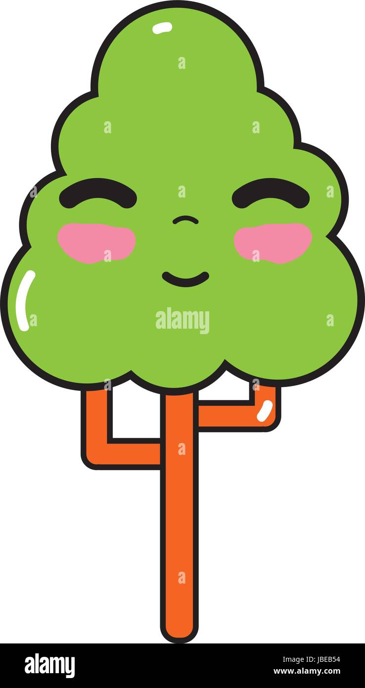 kawaii cute happy tree ecology Stock Vector Image & Art - Alamy