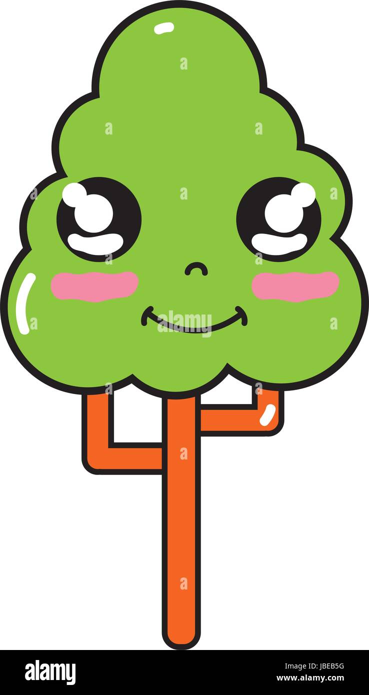 kawaii cute happy tree ecology Stock Vector Image & Art - Alamy