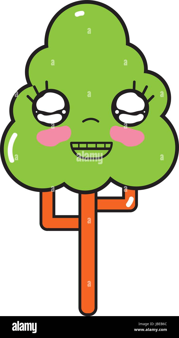 kawaii cute happy tree ecology Stock Vector Image & Art - Alamy
