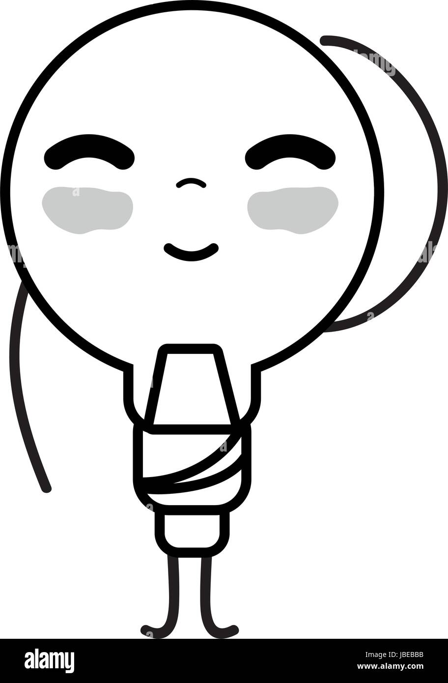 line kawaii cute happy bulb energy with arms Stock Vector Image & Art ...