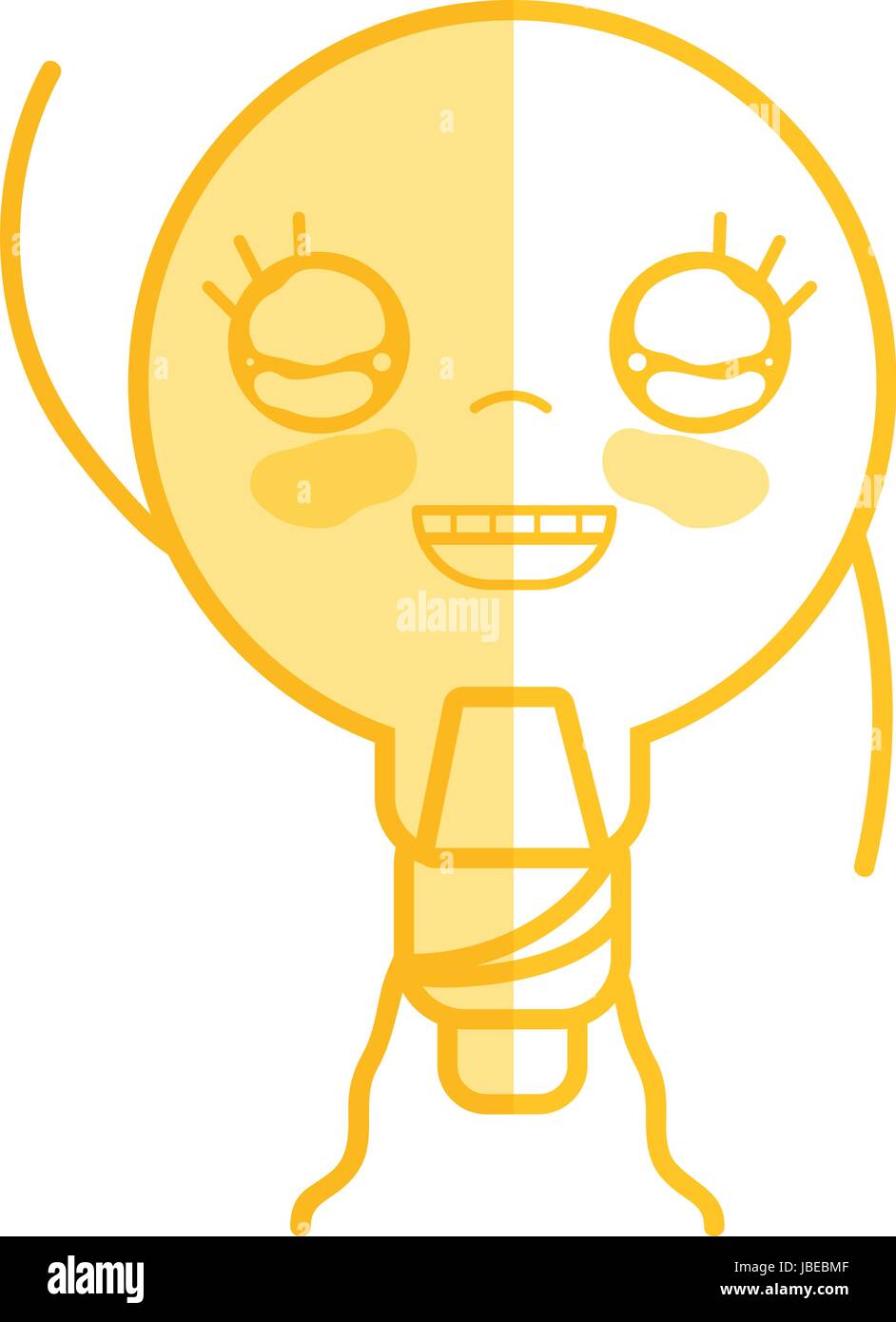 silhouette kawaii cute happy bulb energy with arms Stock Vector Image ...