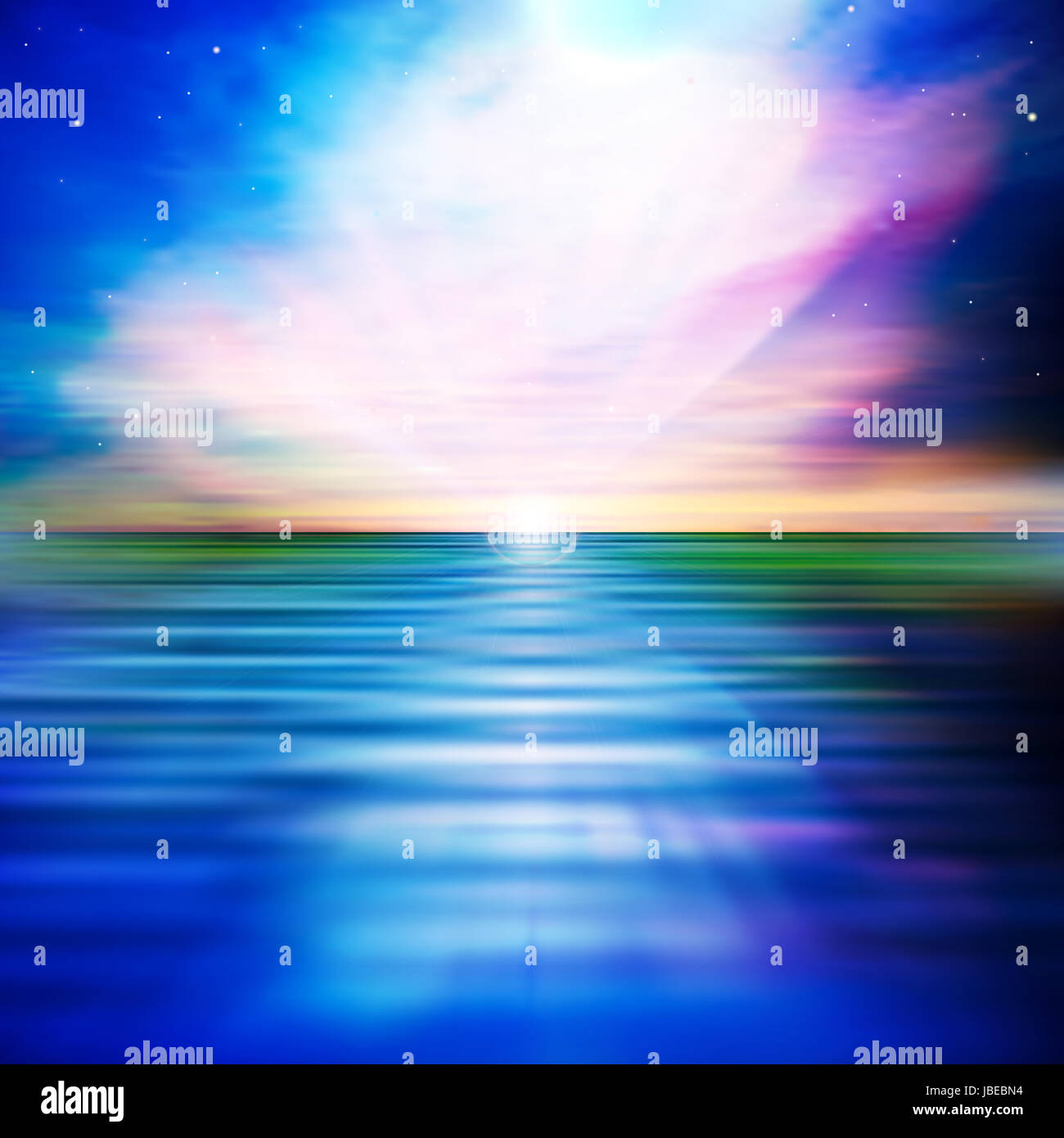 abstract blue background with clouds and ocean sunrise Stock Photo - Alamy