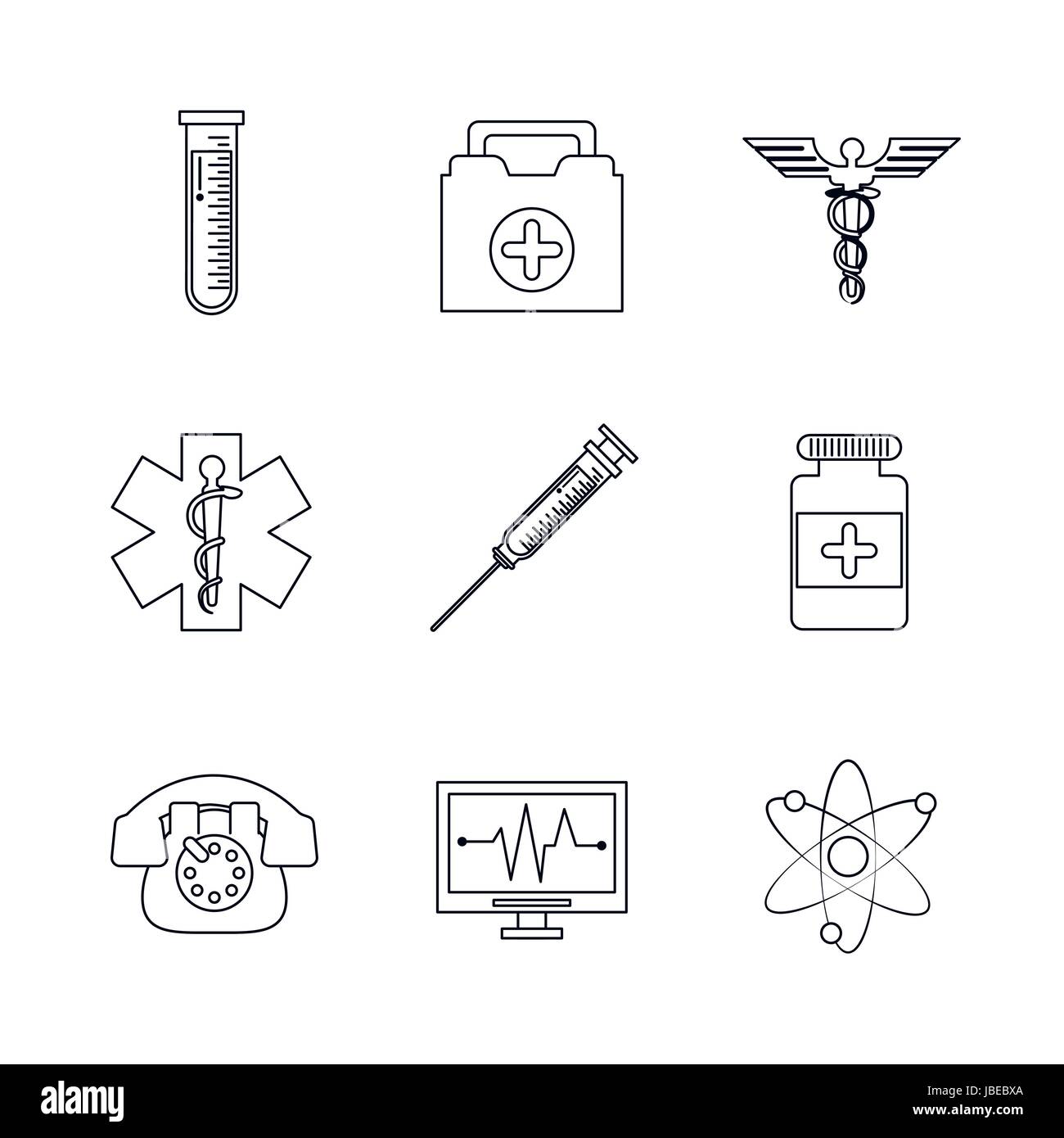 white background with monochrome set of medical research icons Stock ...
