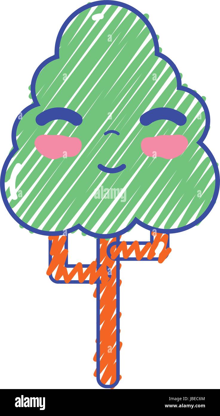 kawaii cute happy tree ecology Stock Vector Image & Art - Alamy